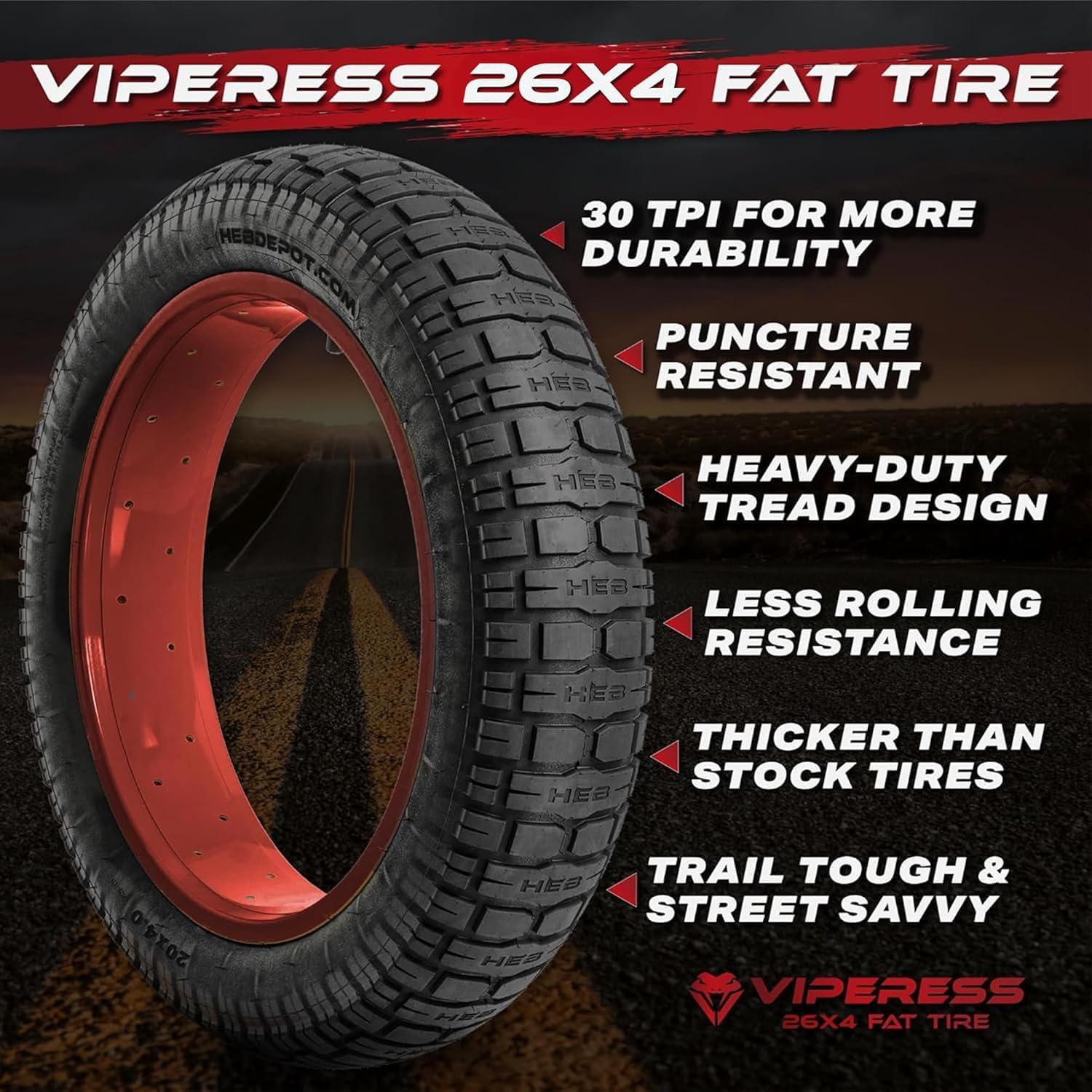 HEB VIPERESS FAT TIRE SET OF 2 TIRES AND 2 TUBES (20x4) – ElectricAllWheel